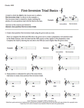 Worksheets: First Inversion Chords