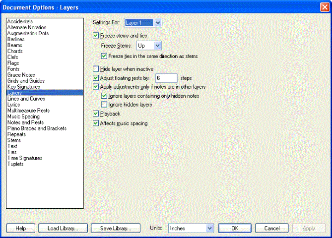 Document Options-Layers
