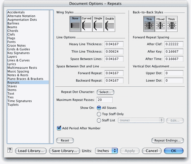 Document Options Repeats
