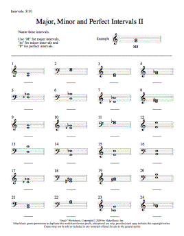 Worksheets: Major/Minor/Perfect Intervals