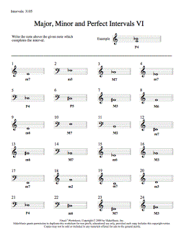Worksheets: Major/Minor/Perfect Intervals