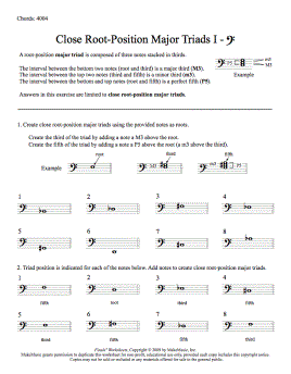 Worksheets: Major Triads