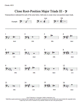 Worksheets: Major Triads