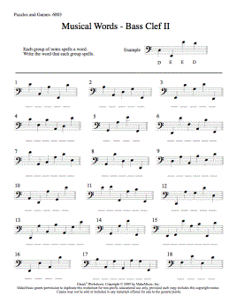 Worksheets: Musical Words