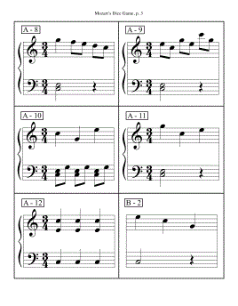 Worksheets: Puzzles and Games: Mozart Dice Game