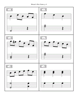 Worksheets: Puzzles and Games: Mozart Dice Game