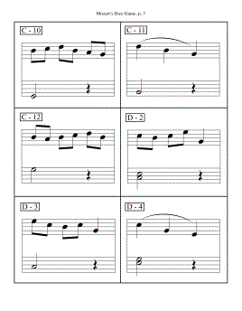 Worksheets: Puzzles and Games: Mozart Dice Game