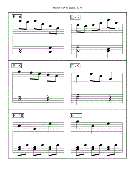 Worksheets: Puzzles and Games: Mozart Dice Game