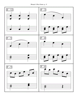 Worksheets: Puzzles and Games: Mozart Dice Game