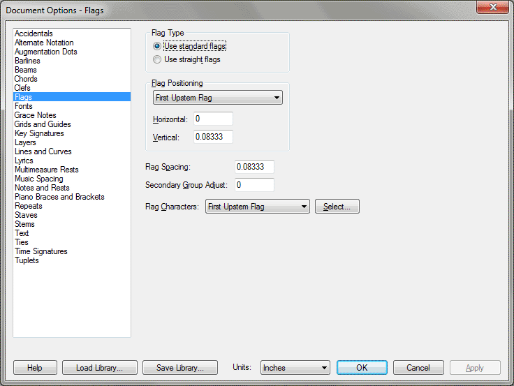 Document Options-Flags