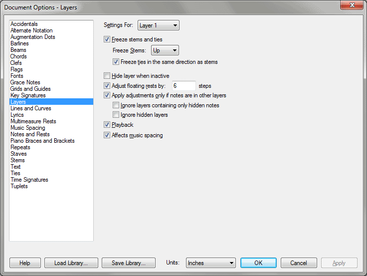 Document Options-Layers