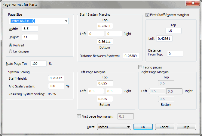 Page Format for Parts