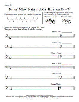 Worksheets: Natural Minor Scales