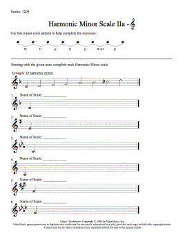 Worksheets: Harmonic Minor Scales