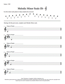 Worksheets: Melodic Minor Scales