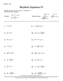 Worksheets: Rhythmic Equations
