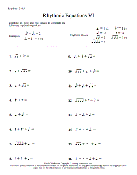Worksheets: Rhythmic Equations