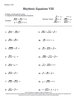 Worksheets: Rhythmic Equations