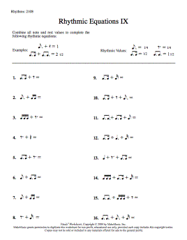 Worksheets: Rhythmic Equations