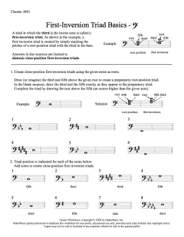 Worksheets: First Inversion Chords