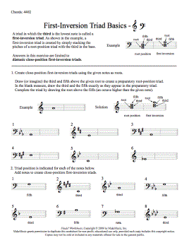Worksheets: First Inversion Chords