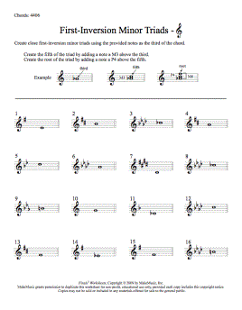 Worksheets: First Inversion Chords