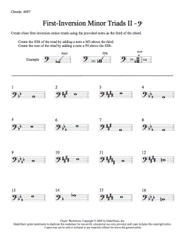 Worksheets: First Inversion Chords
