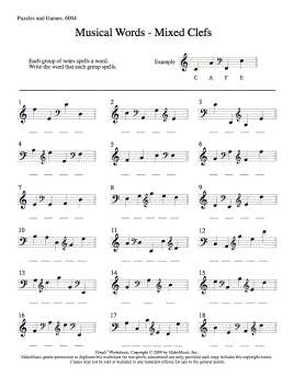 Worksheets: Musical Words