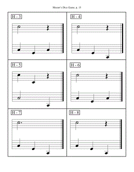 Worksheets: Puzzles and Games: Mozart Dice Game
