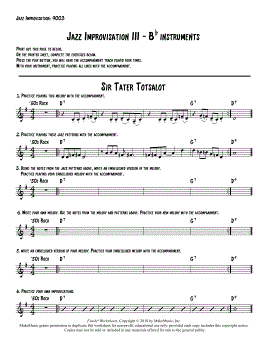 Worksheets: Jazz and Improv