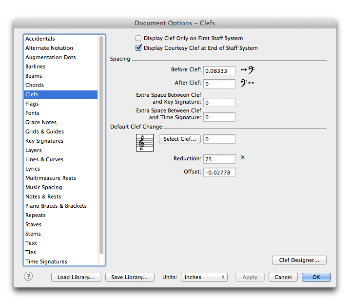 Document Options dialog box