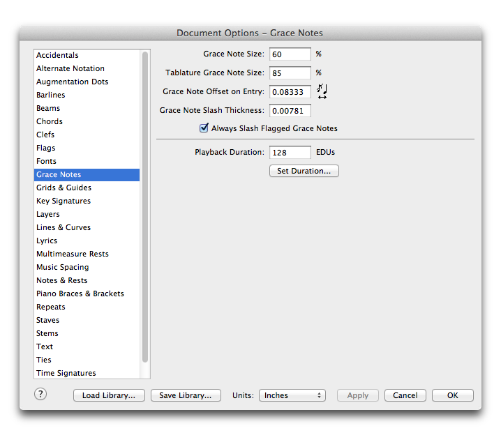 Document Options dialog box