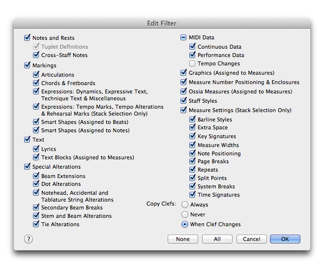 Edit Filter/Clear Selected Items dialog box