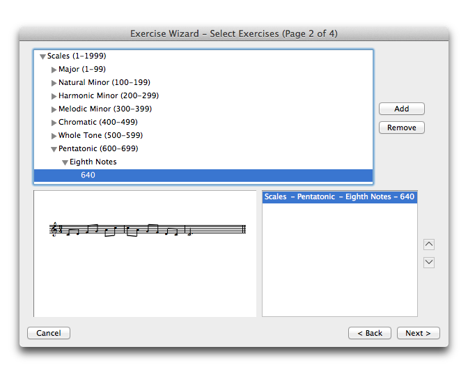 Exercise Wizard dialog box