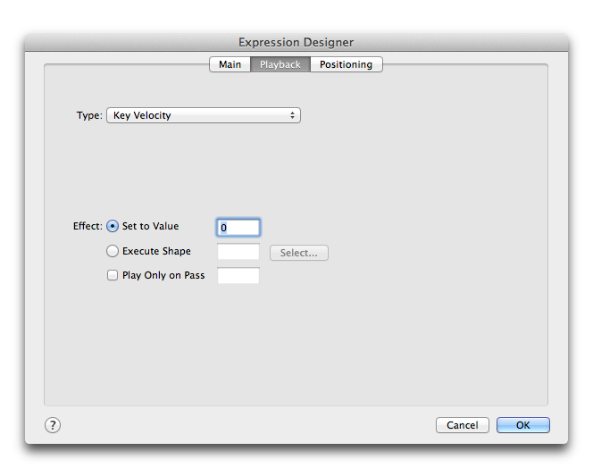 Expression Designer - Playback dialog box
