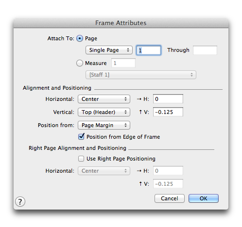 Frame Attributes dialog box