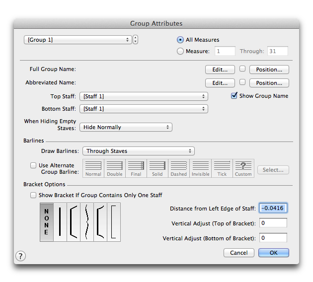 Group Attributes dialog box