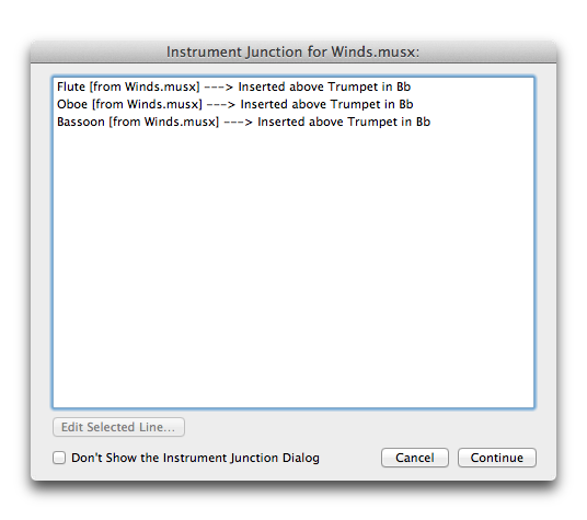 Instrument Junction dialog box