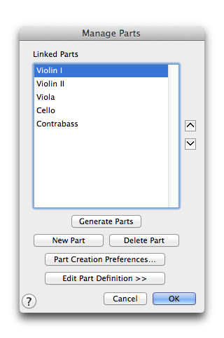 Manage Parts dialog box