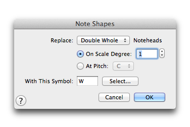 Note Shapes dialog box