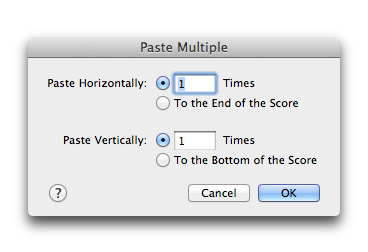 Paste Multiple dialog box