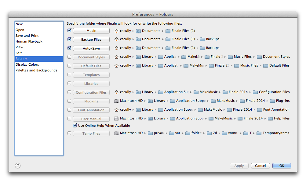 Preferences dialog box