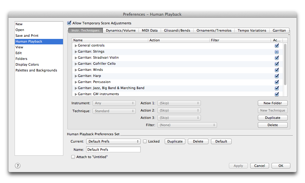 Preferences dialog box