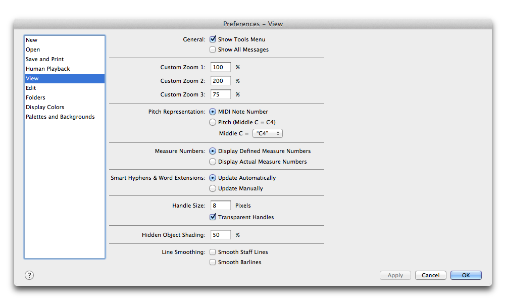 Preferences dialog box