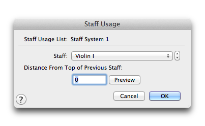 Staff Usage List dialog box