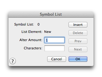 Symbol List dialog box
