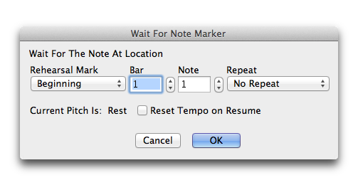 Wait for Note dialog box