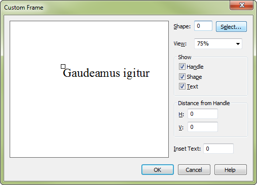 Custom Frame dialog box