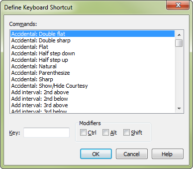 Define Keyboard Shortcut dialog box