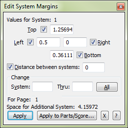 Edit System Margins dialog box
